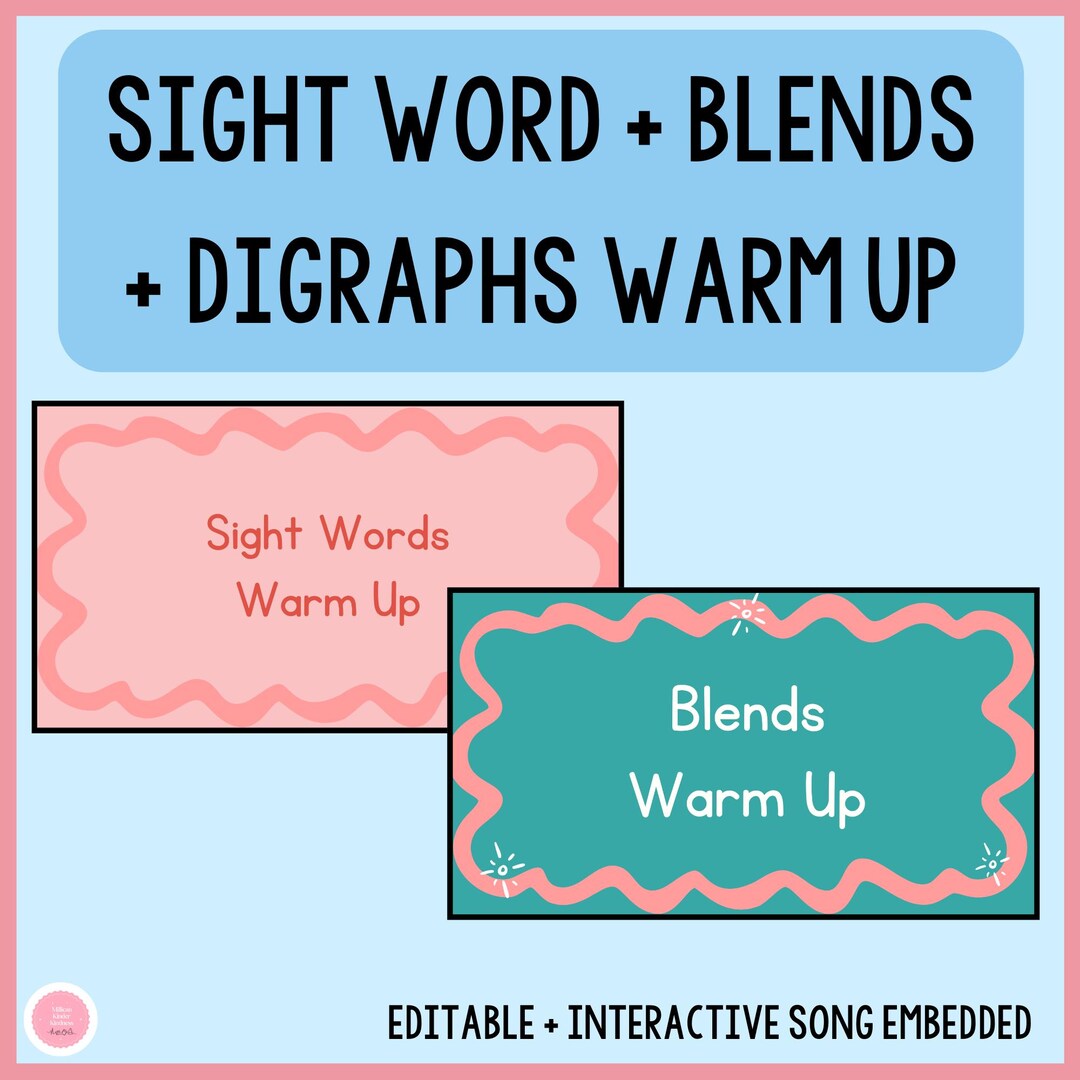 Sight Word Warm Up, Blends, Digraphs, CKLA, Editable Template - Etsy