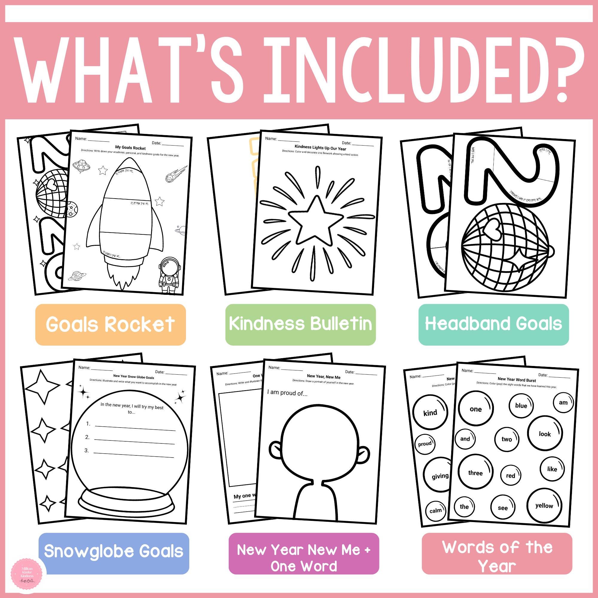 New Year's Goal-setting Craft Bundle, Headband, Bulletin Board Design ...