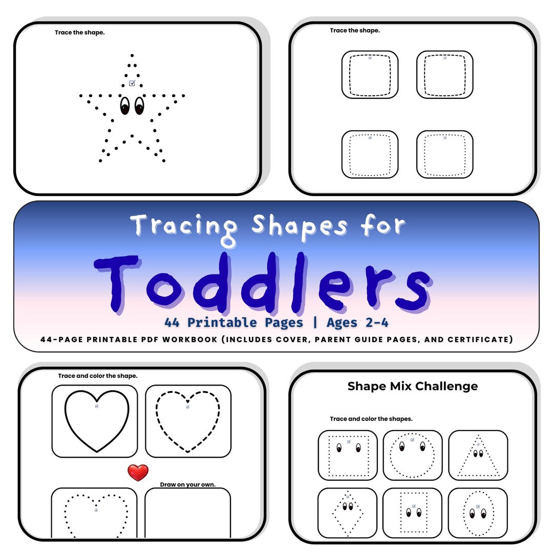 Tracing Shapes for Toddlers Printable PDF | 44 Printable Pages | Ages 2 ...