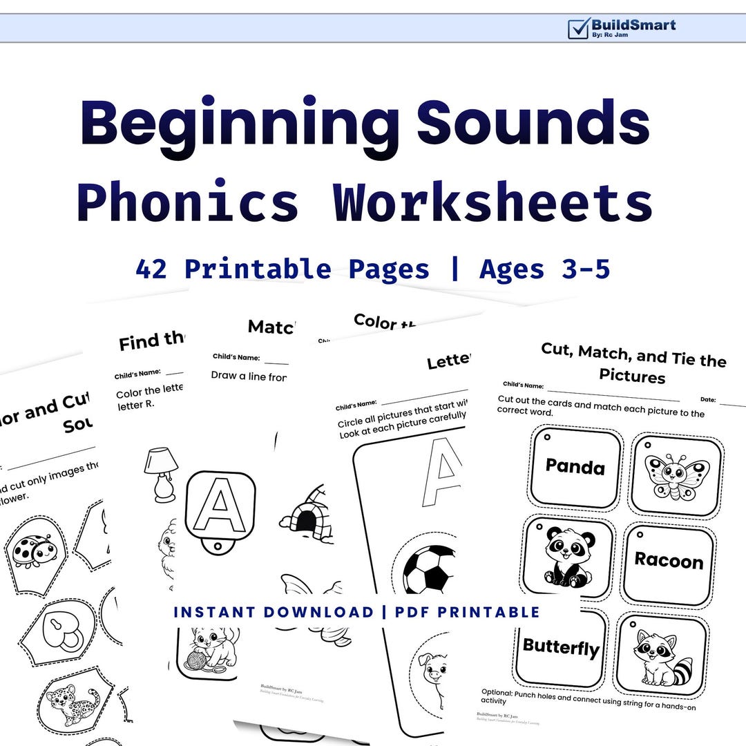 Phonics Worksheets Preschool PDF Ages 3-5 | Beginning Sounds A-Z Letter ...