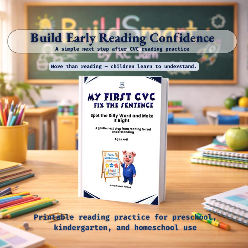 CVC Fix the Sentence Worksheets Ages 4-6 | Spot the Silly Word Reading ...