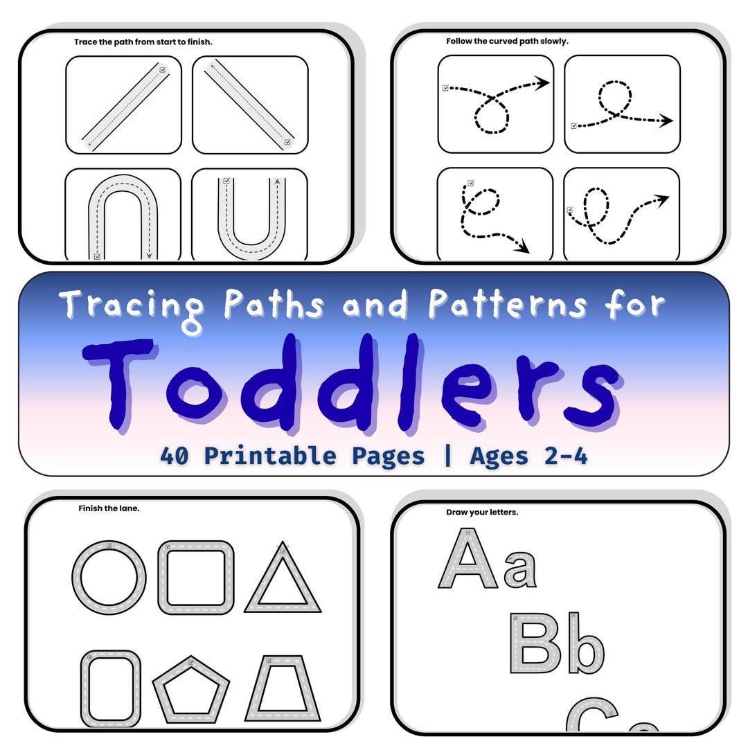 Tracing Paths & Patterns for Toddlers | Printable Tracing Workbook Ages ...