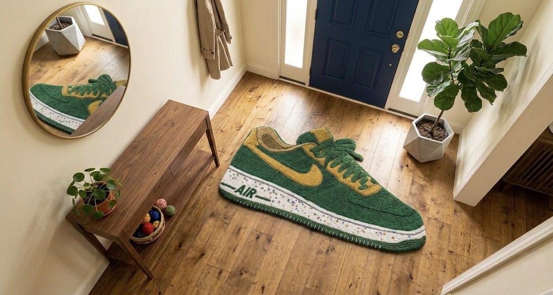 Sneaker Shaped Hand Tufted Rug, Streetwear Shoe Area Rug, Hypebeast ...