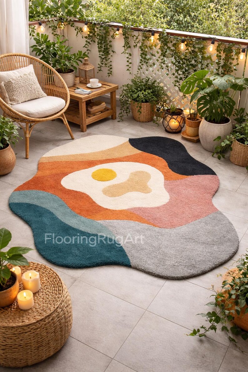 Abstract Irregular Shape Tufted Rug | Modern Colorful Art Carpet ...