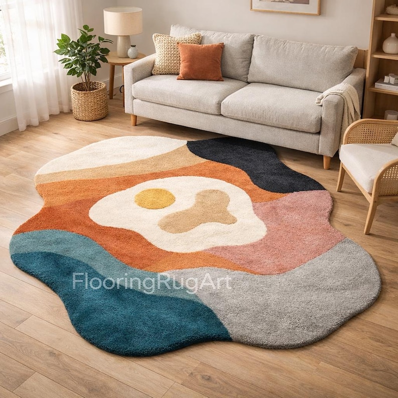 Abstract Irregular Shape Tufted Rug | Modern Colorful Art Carpet ...