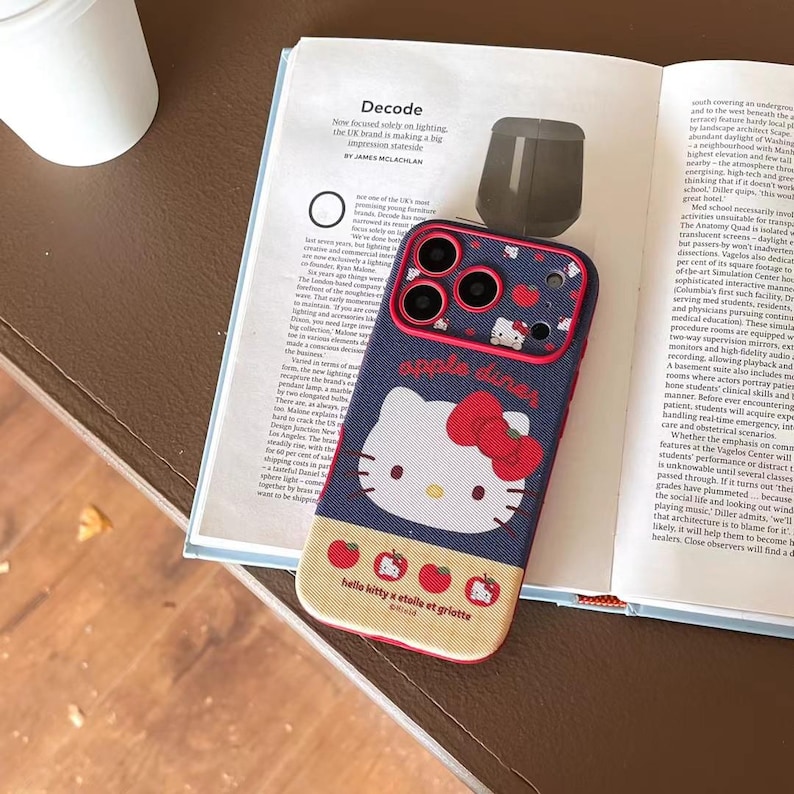 Cute Cowboy Red Apple Hello Kitty Phone Case for iPhone 17 Pro, 16 Pro ...