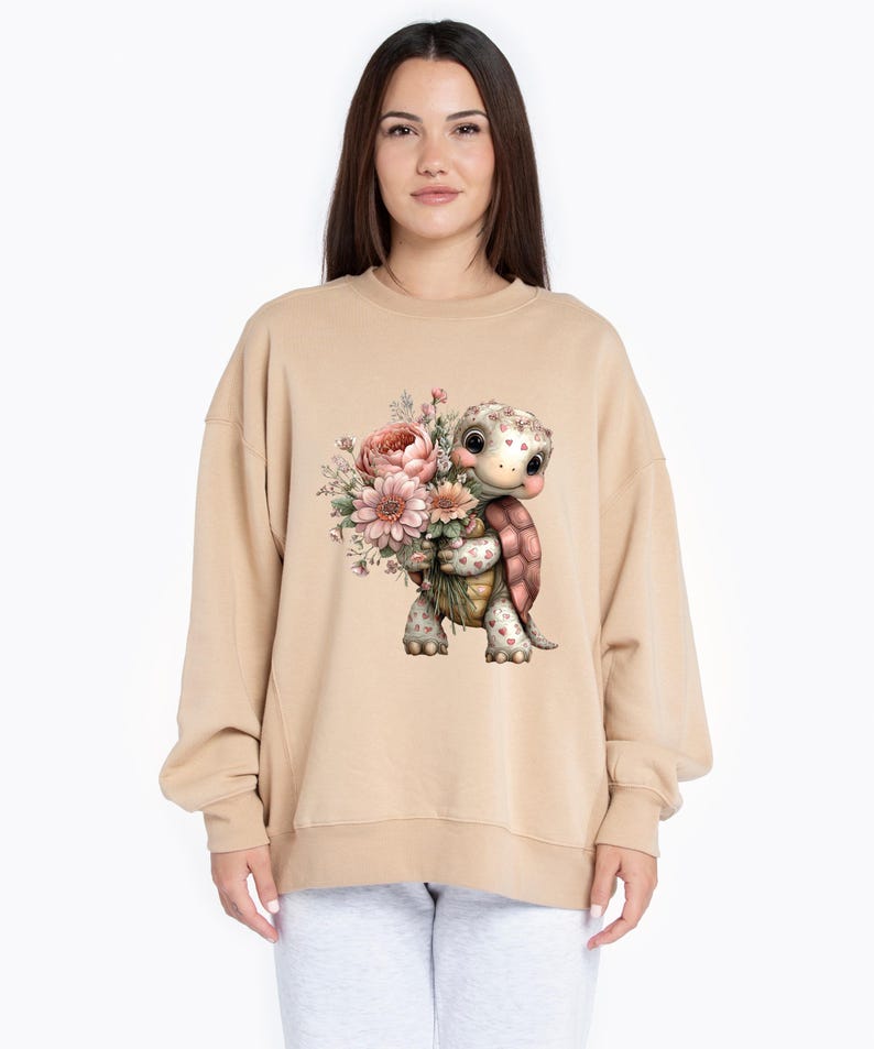 Valentine Turtle Shirt – Floral Turtle Graphic Tee, Romantic Gift for ...