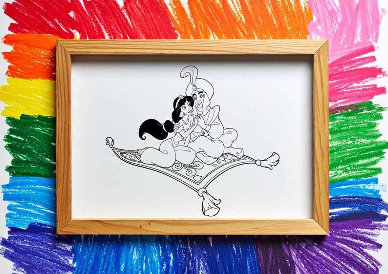 Aladdin Coloring Book, 200 Pages, Printable Fantasy Activity (digital ...
