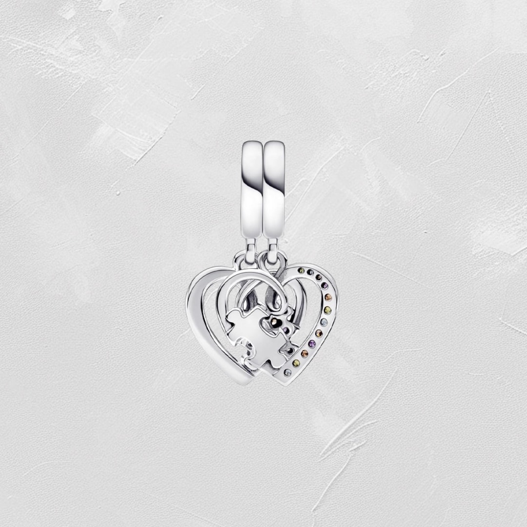 Pandora Puzzle Piece Hearts Splittable Friendship Dangle Charm ...