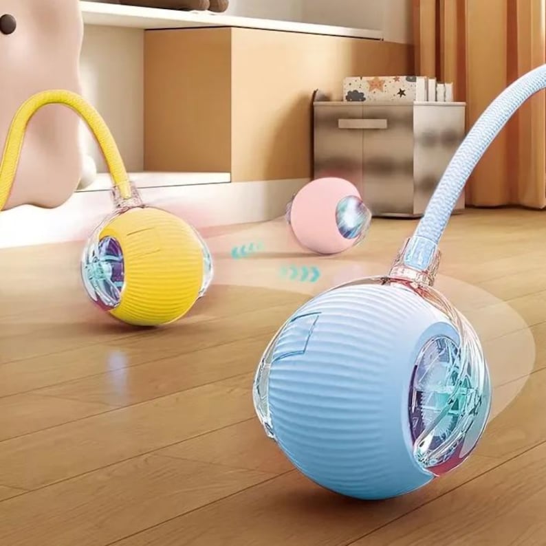 Interactive Rolling Cat Ball Toy With Tail | Rechargeable Self-moving ...