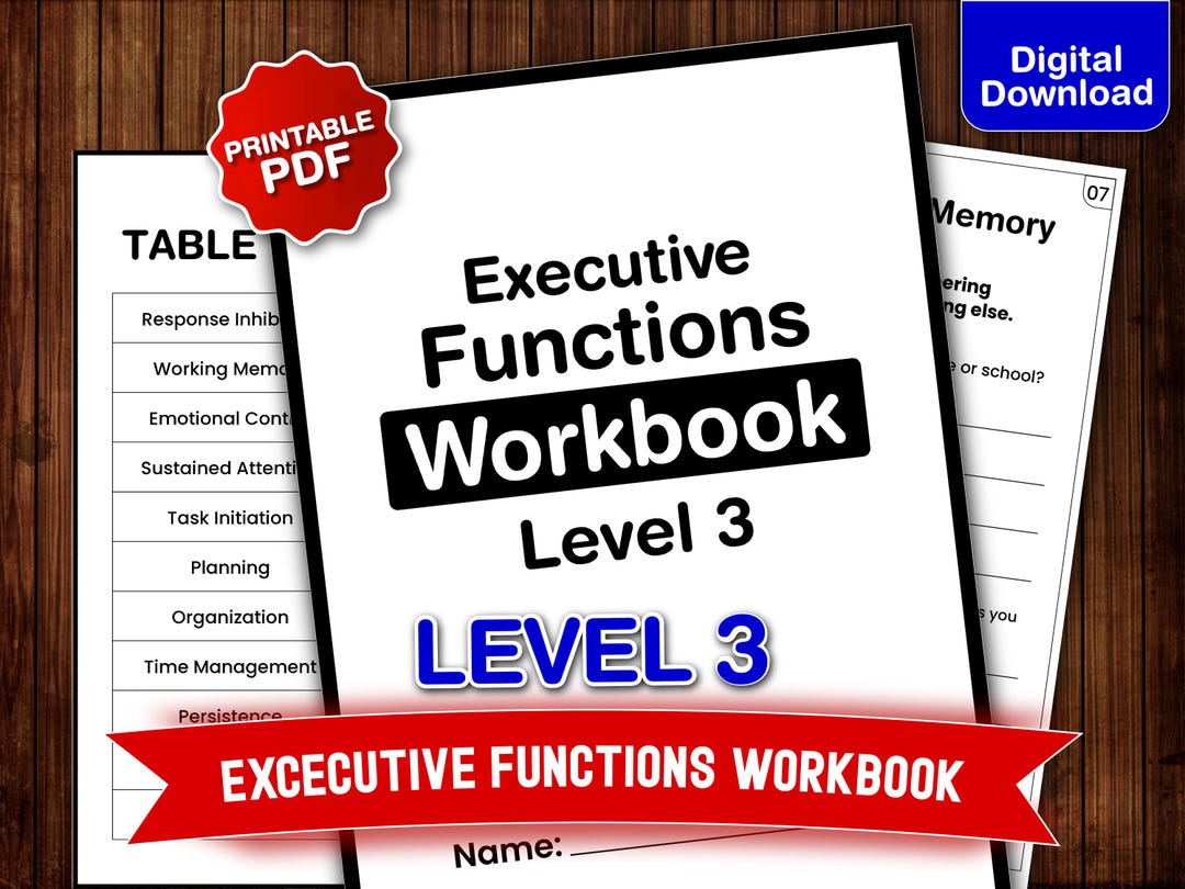 Executive Functions Workbook Level 3 | ADHD Cognitive Skills Printable ...