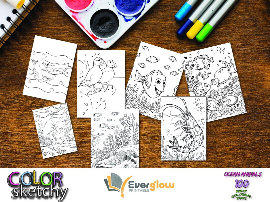 Ocean Animals Coloring Pages Printable Kids Sea Life Activity Sheets - Etsy