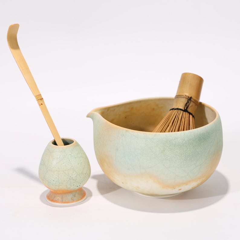 Minimalist Celadon Crackle Glazed Matcha Bowl Mug Cute Aesthetic ...