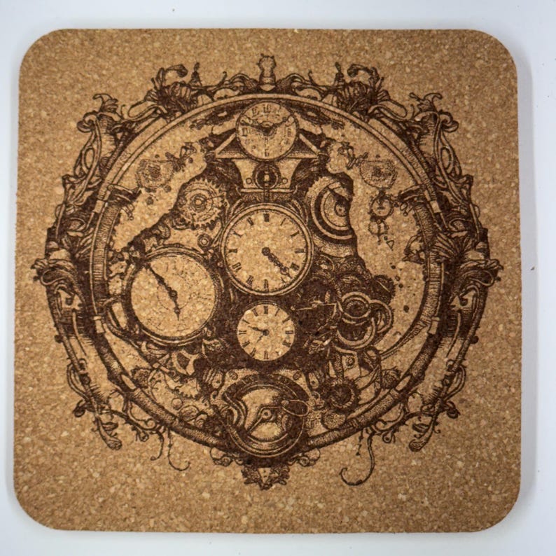 Steampunk Time Machine Clock Cork Coaster – Gears & Dials Art - Etsy