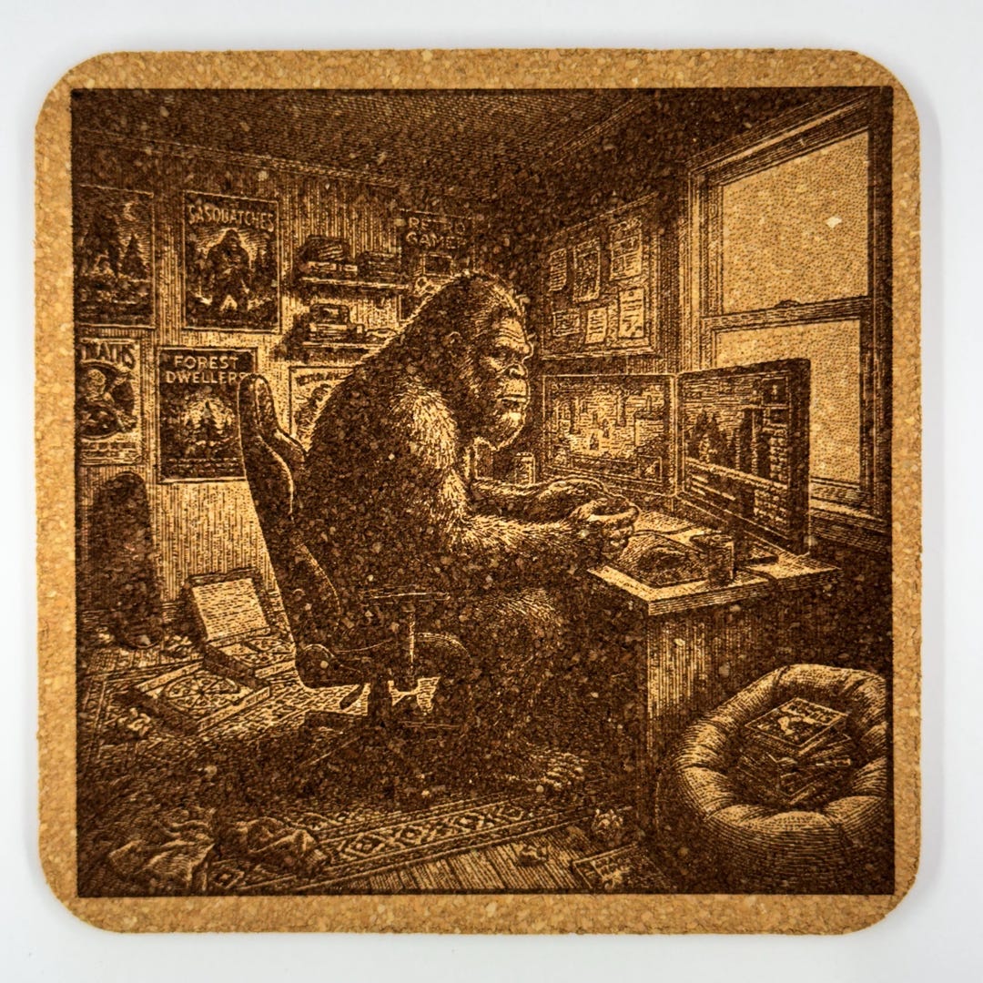 Bigfoot Gamer Cork Coaster – Sasquatch Teen Room Chaos - Etsy