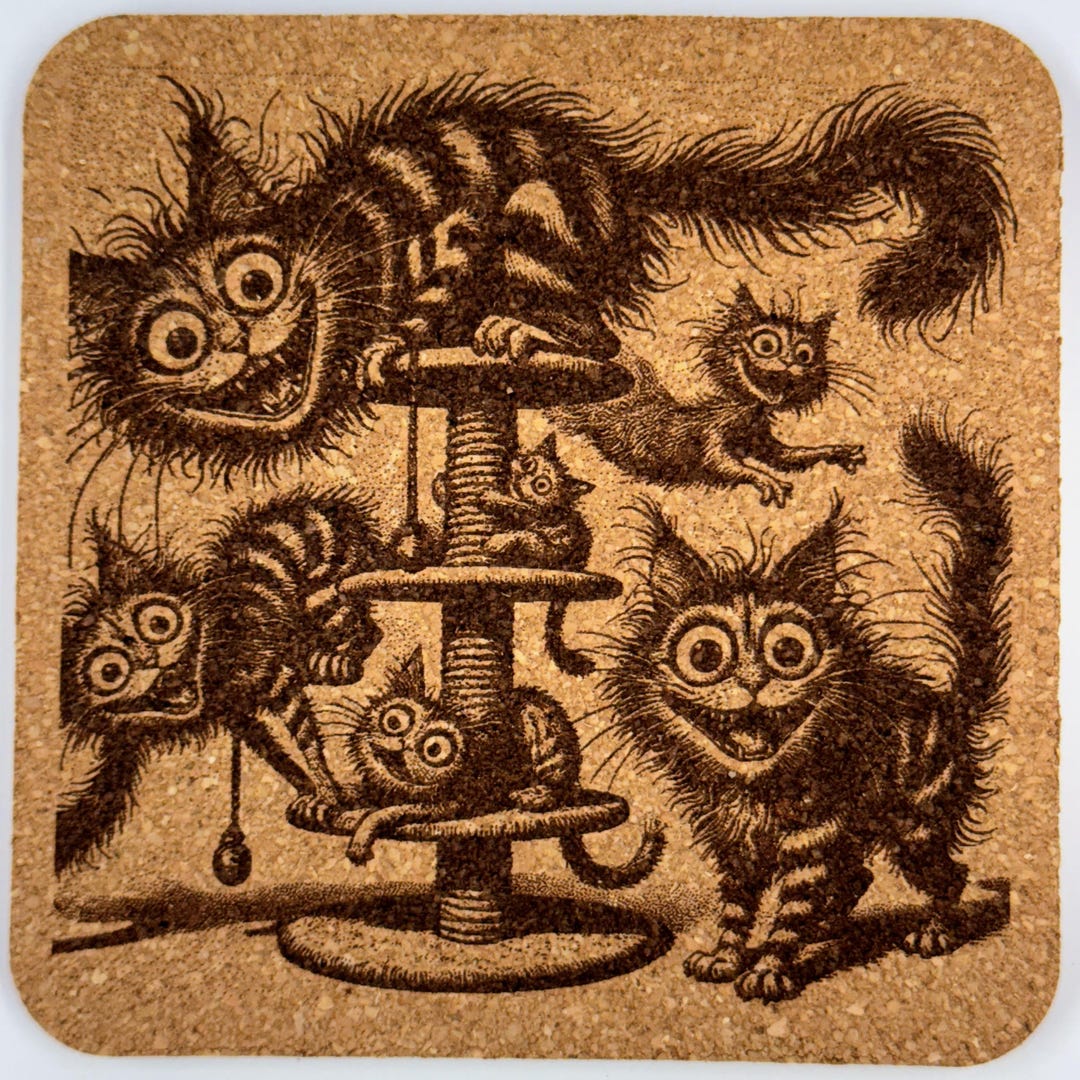 Catnip Cats – Cubicle Crazies Cheshire Chaos Coaster - Etsy