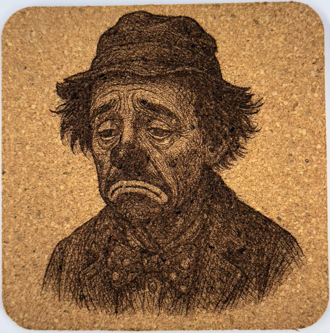 Quiet Old Hobo Clown – Laser Engraved Cork Coaster - Etsy