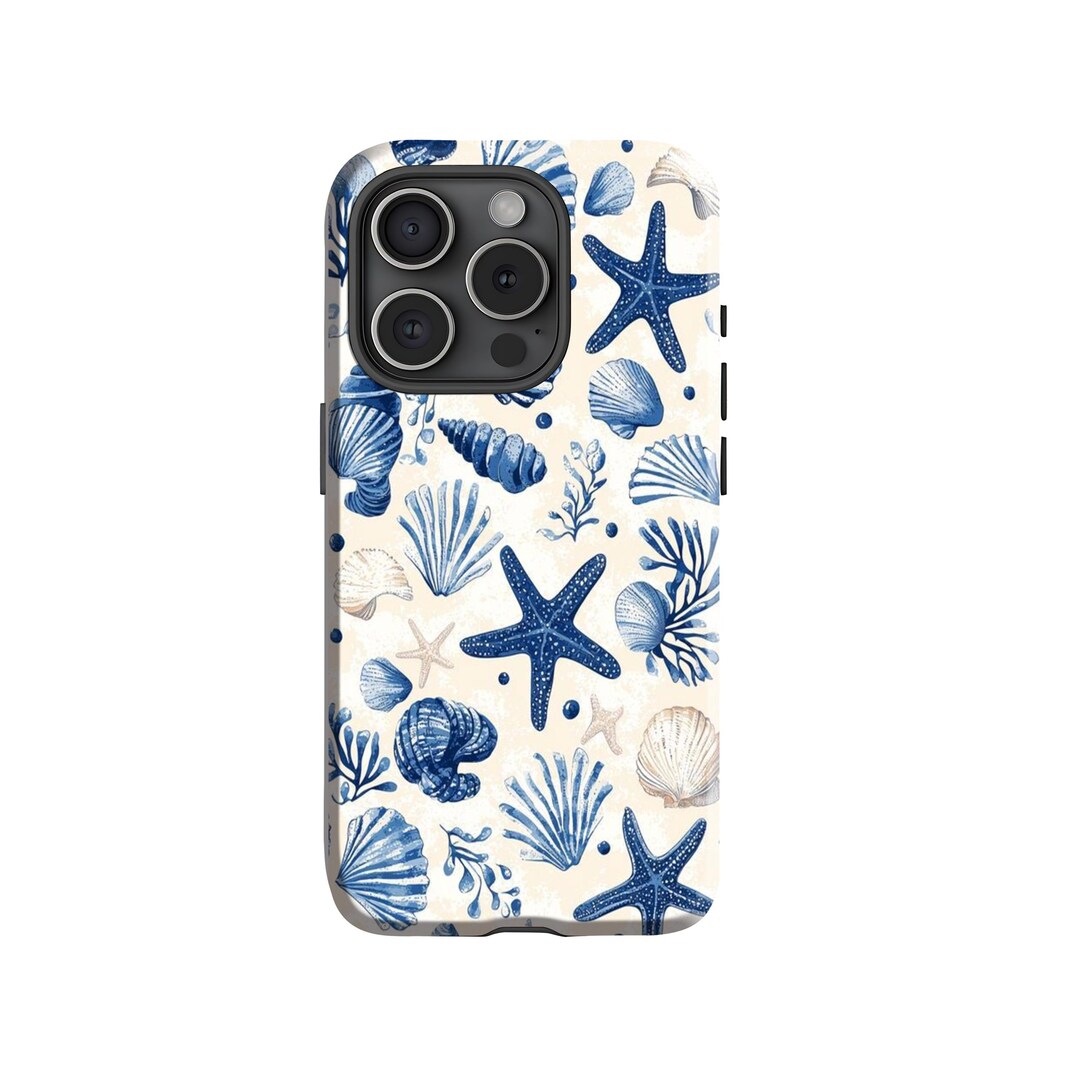 Watercolor Blue Nautical Coastal Beach Starfish Phone Case, With iPhone ...