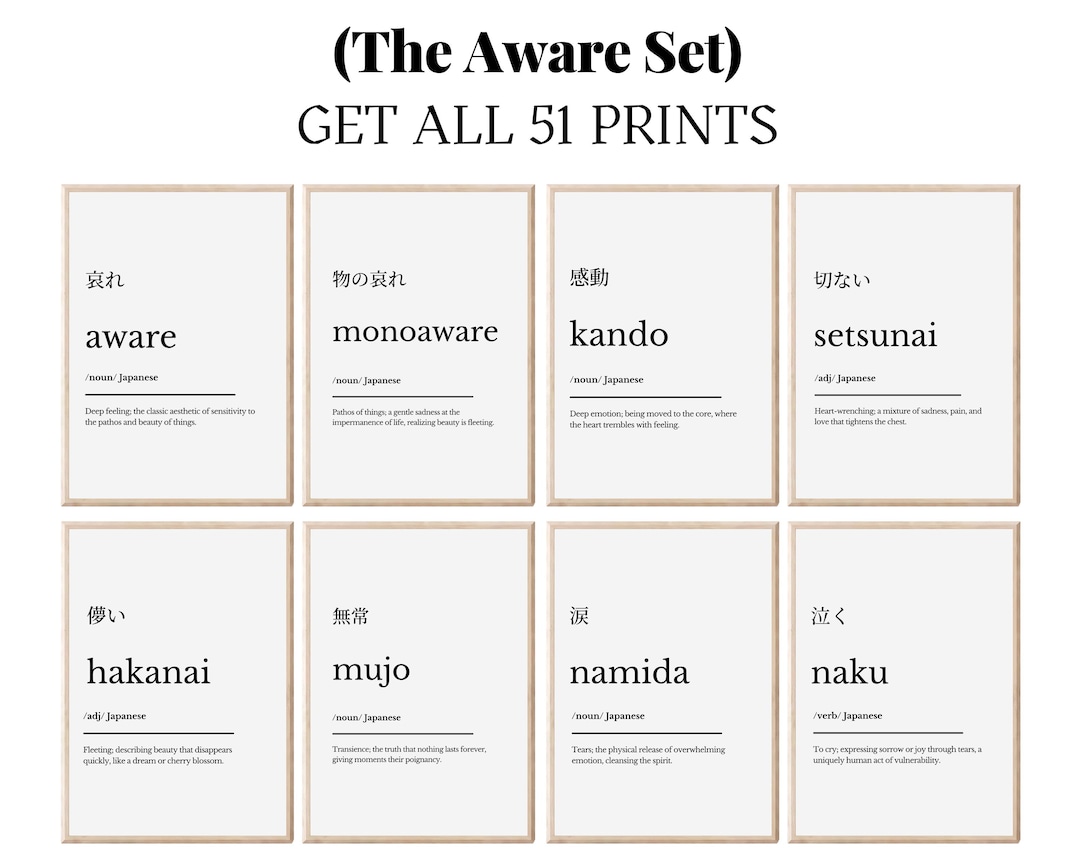 Aware Definition Print Set, Japanese Sensitivity to Beauty Art, Gentle ...