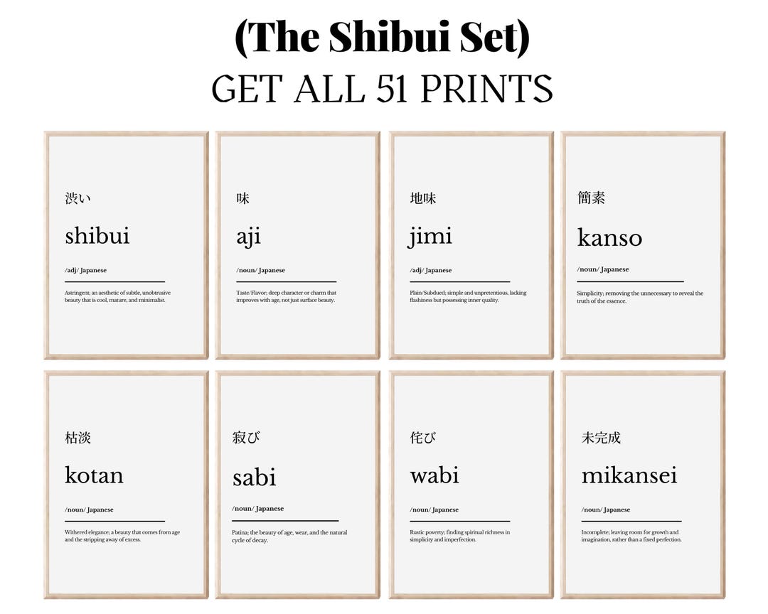 Shibui Definition Print Set, Japanese Subtle Beauty Art, Understated ...