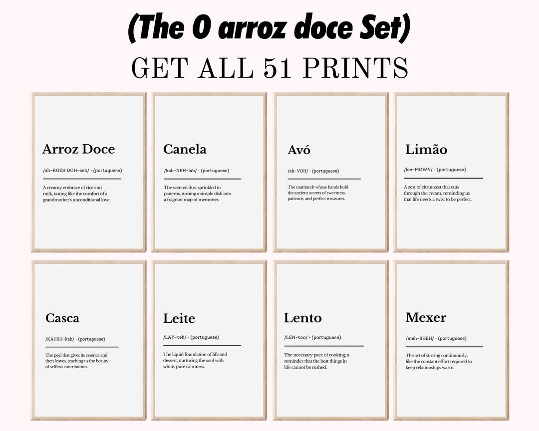 Arroz Doce Funny Definition Print, Portuguese Rice Pudding Wall Art ...