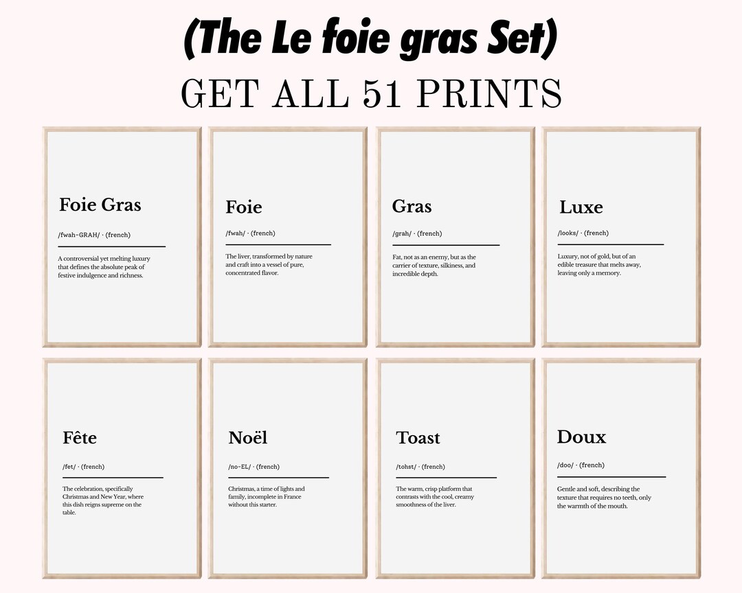 Funny French Foie Gras Definition Print, Gourmet Food Wall Art, France ...
