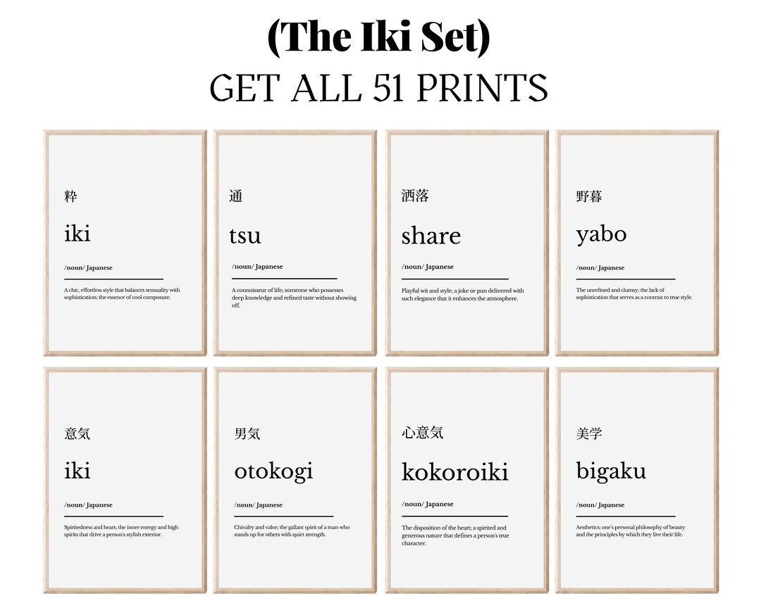 Iki Definition Print Set, Japanese Sophisticated Chic Art, Urban ...