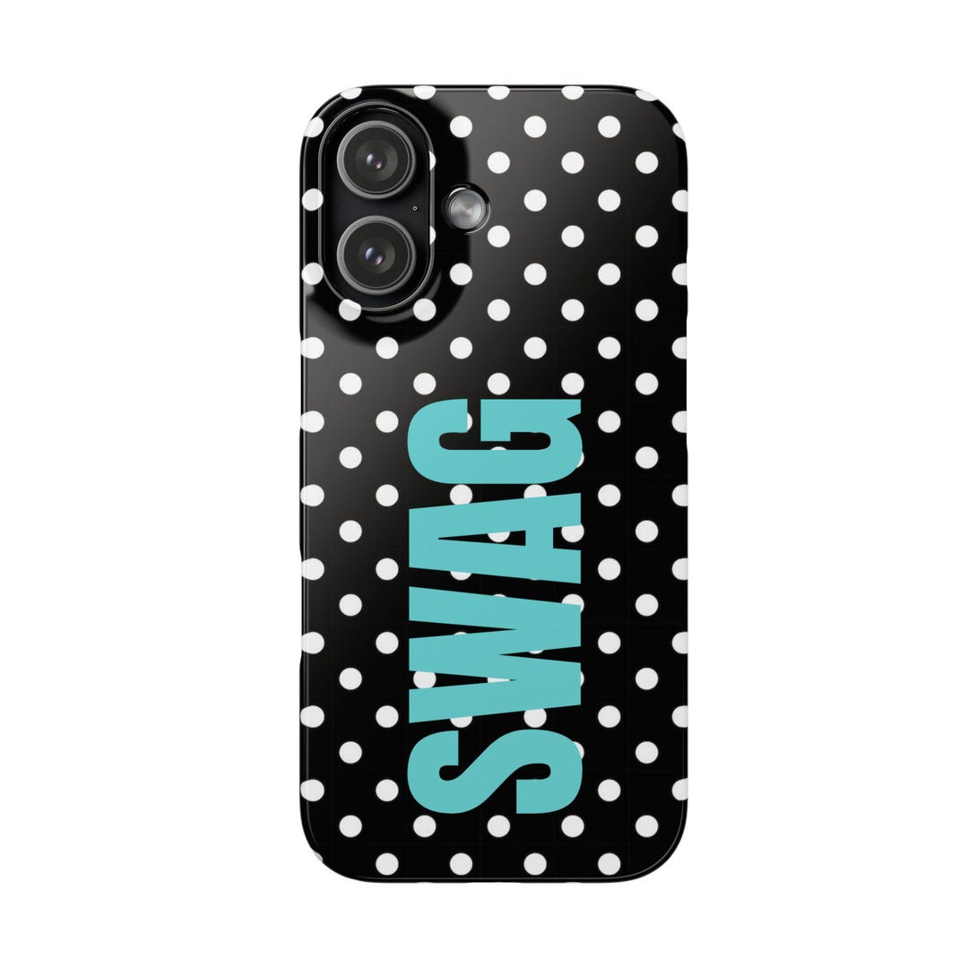 Turquoise SWAG Text Polka Dot Snap Case | Phone Cover - Etsy