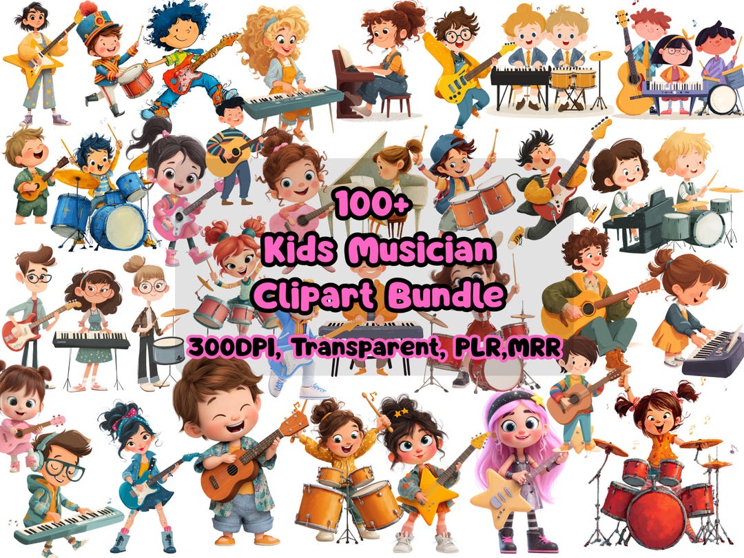 100+ Kids Musician Clipart Bundle, Musical Instruments, Characters ...