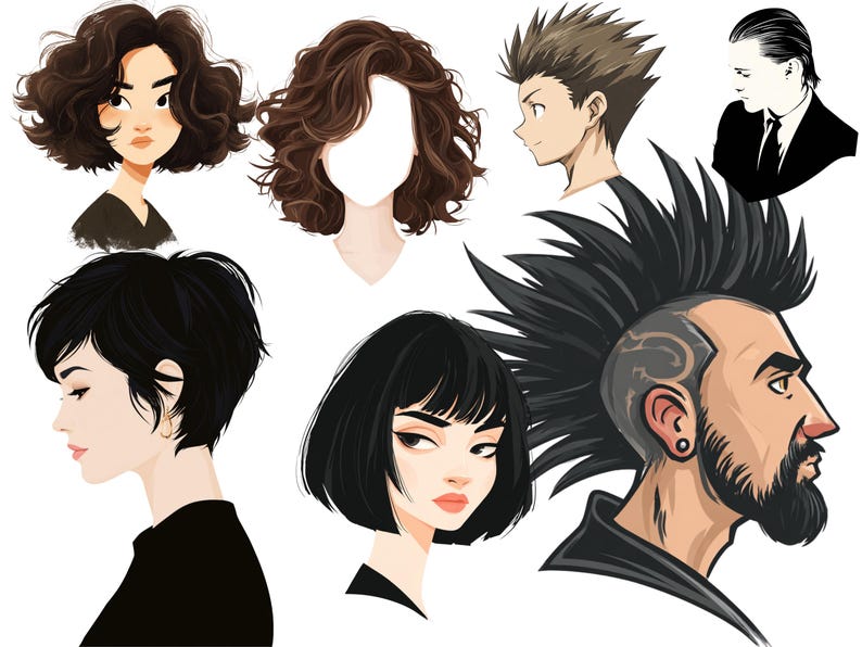 100+ Hairstyles Clipart PNG Bundle | Hair Styles PNG Pack - Etsy