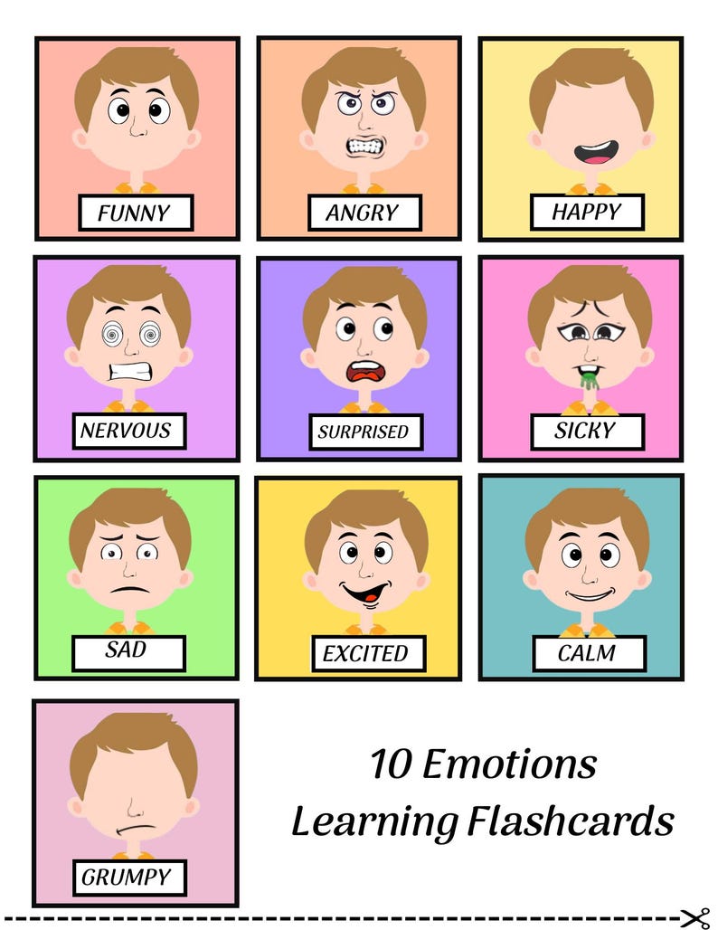Emotions Activity for Boys Printable | Feelings Flashcards, Montessori ...