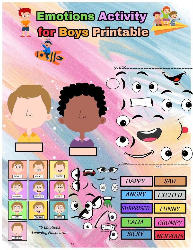 Emotions Activity for Boys Printable | Feelings Flashcards, Montessori ...