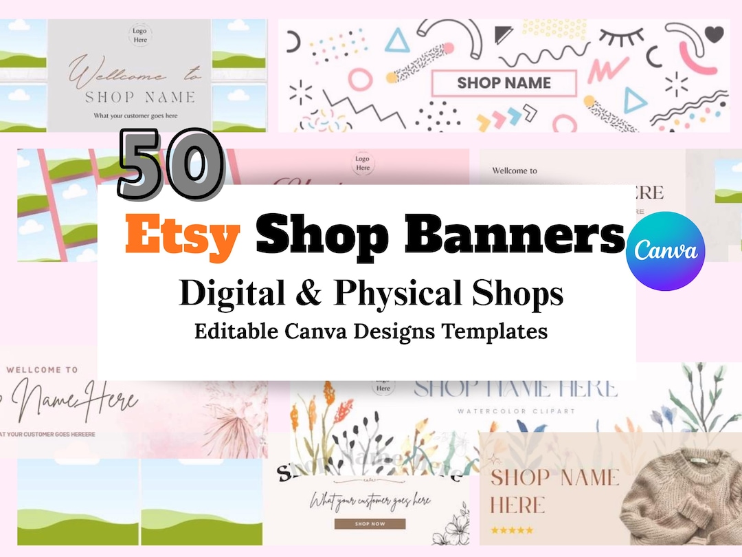 50 Etsy Shop Banner Templates, Editable Canva Designs (digital Download ...
