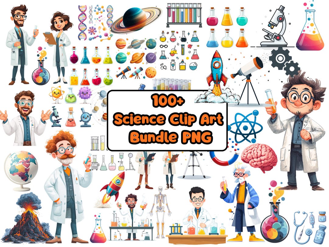 100+ Science Clip Art Bundle PNG, STEM School Graphics, Chemistry ...