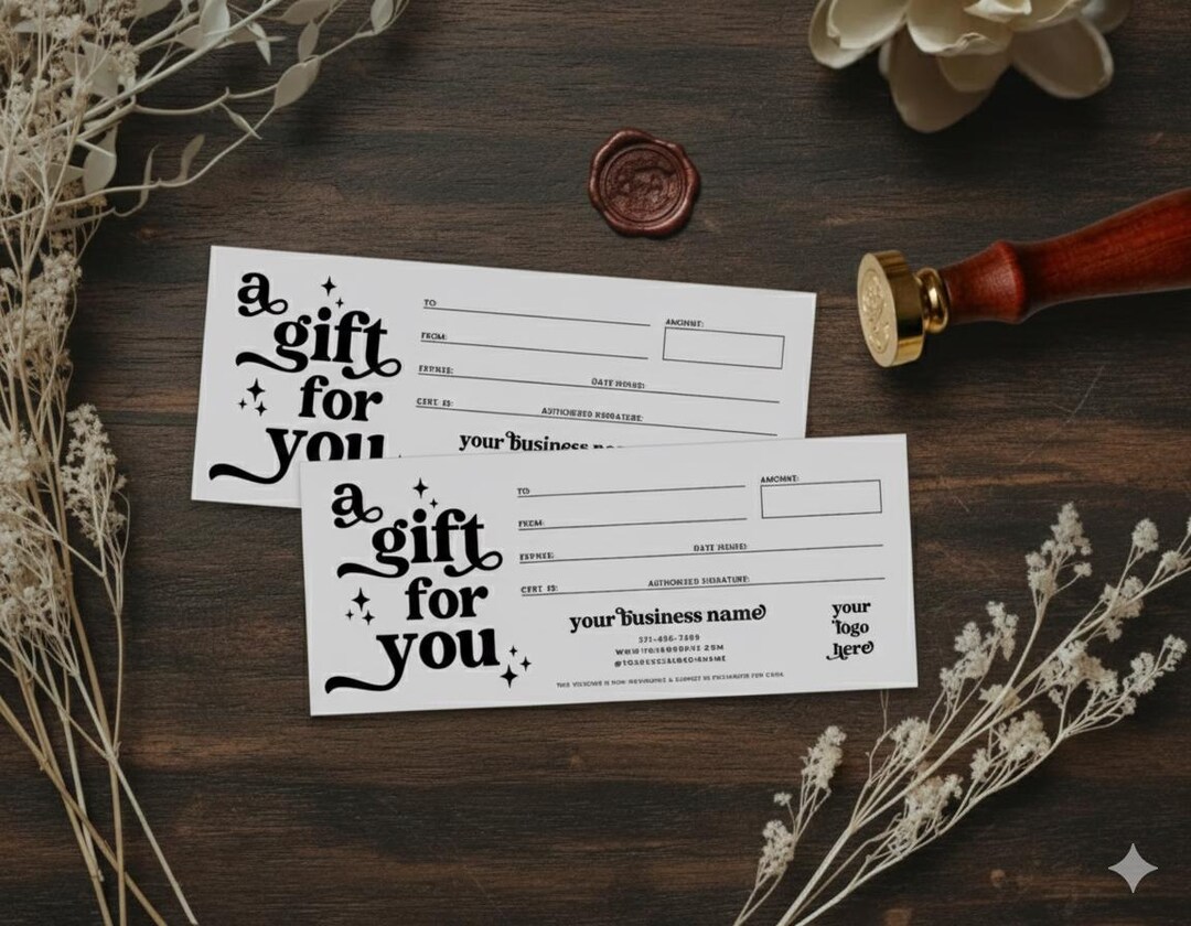 Retro Chic Gift Certificate Template, Modern Voucher Coupon (digital ...