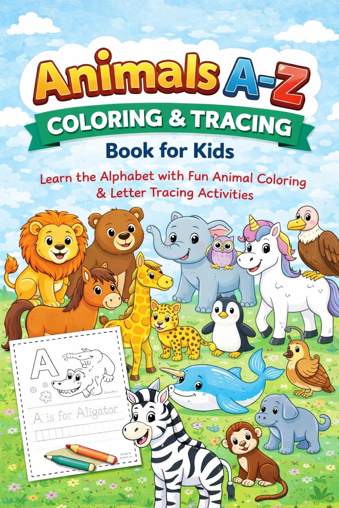 Animals A-Z Coloring and Tracing Book for Kids - Etsy