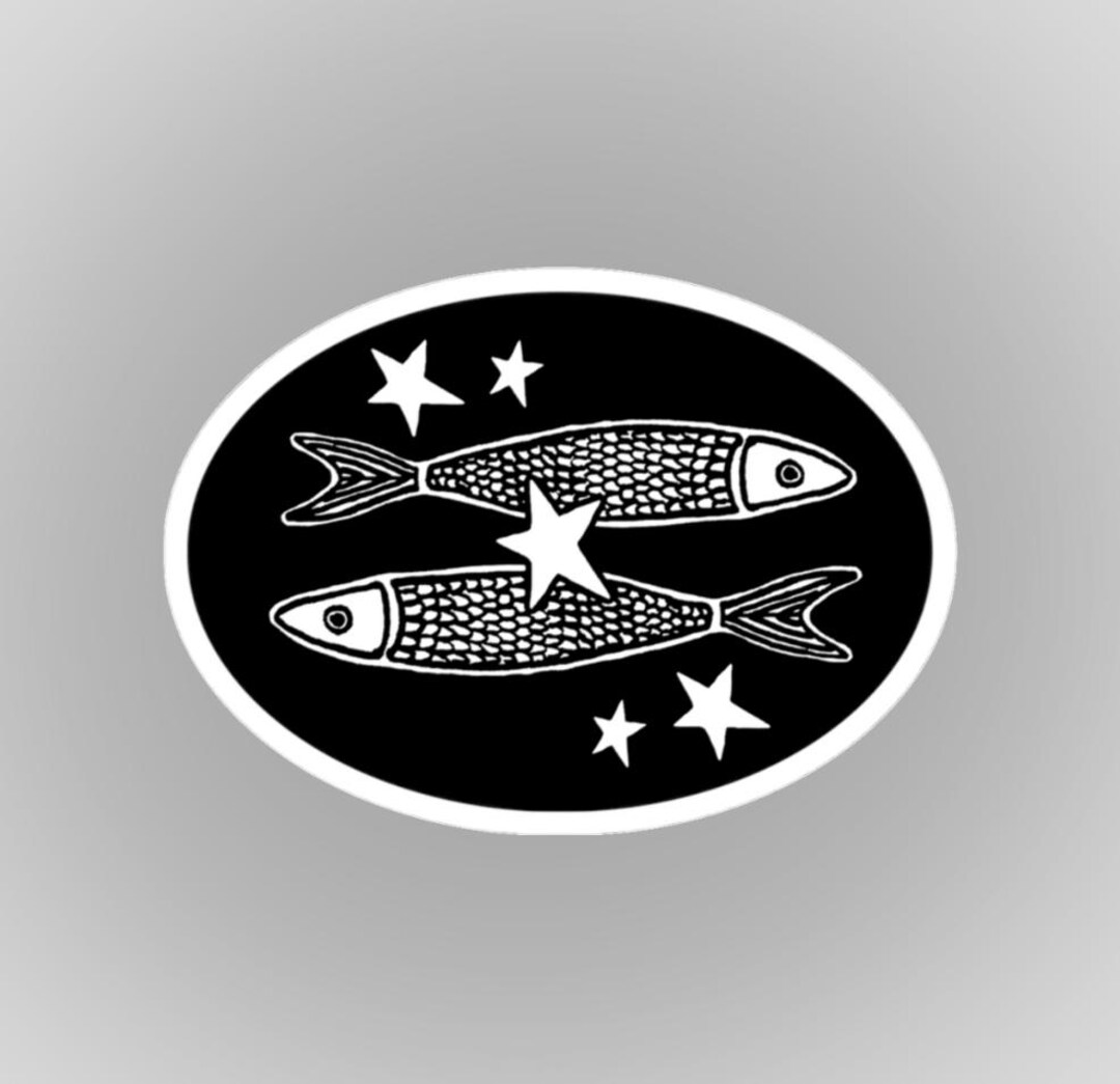 Black Star Sardine Sticker, Cute Grunge Sticker, Illustrated Y2K ...