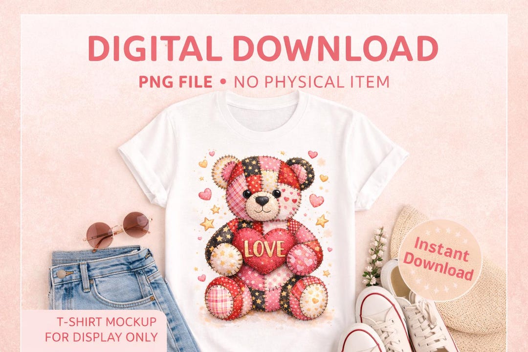 Patchwork Teddy Bear PNG, Love Quilt Bear Clipart, Cute Teddy ...