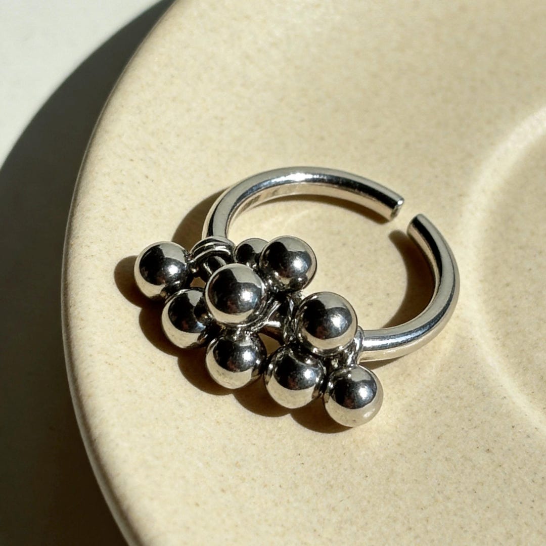 Silver Bead Cluster Open Ring, Modern Sculptural Ring - Etsy