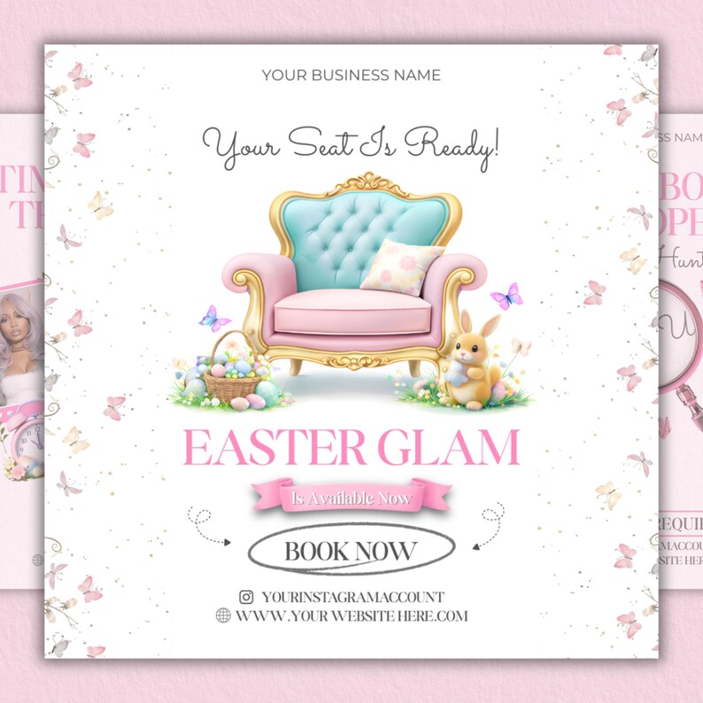 Spring Beauty Salon Flyer Template, April Booking Promo, Easter Makeup ...