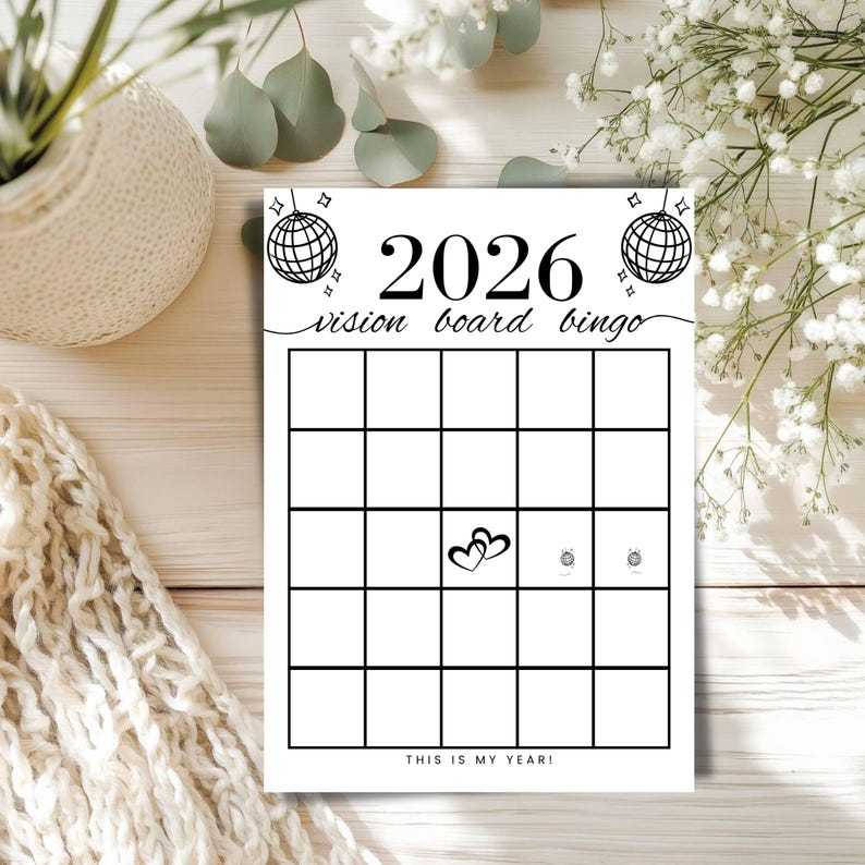 2026 Vision Board Bingo Game, Printable Goal Setting Activity (digital ...