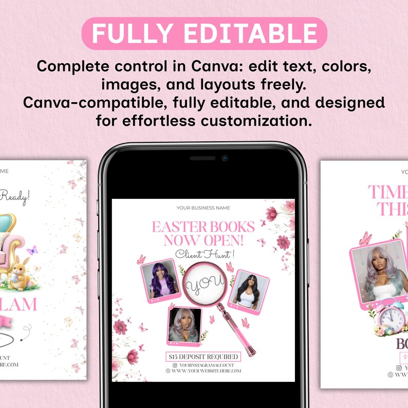 Spring Beauty Salon Flyer Template, April Booking Promo, Easter Makeup ...
