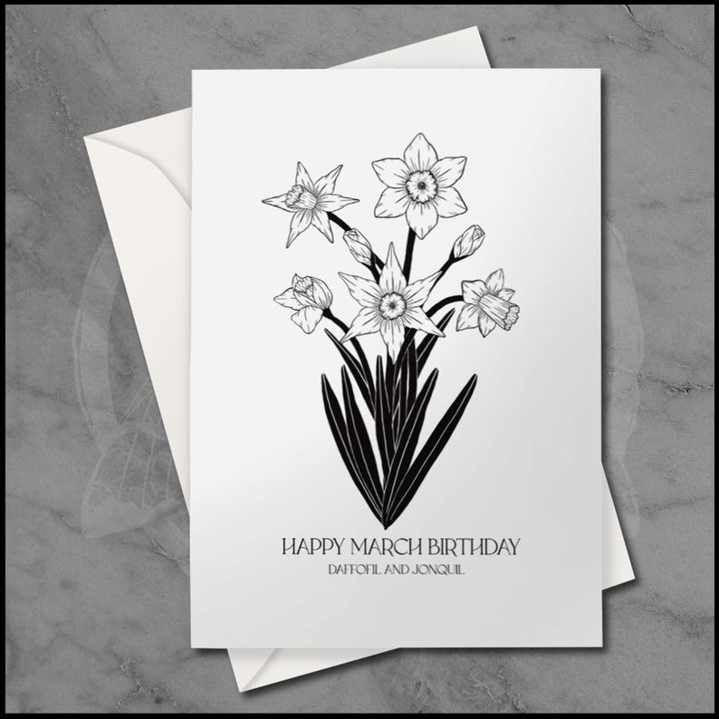 March Birth Flower A5 Greetings Card | Daffofil and Jonquil | Unique ...