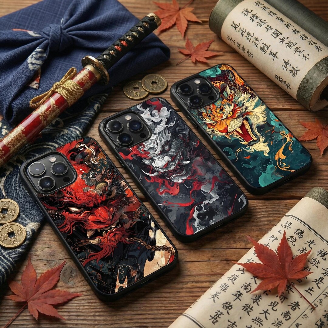 Samurai Oni Mask Phone Case | Japanese Myth Demon iPhone 17 16 15 14 13 ...