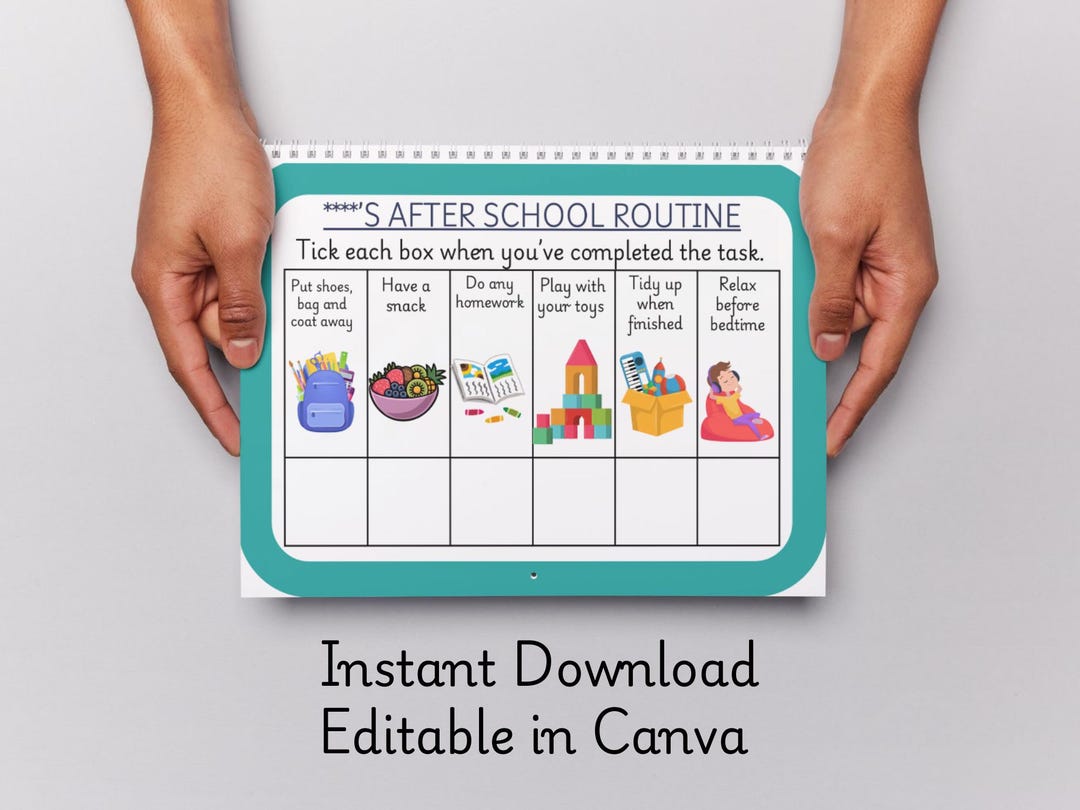 After School Routine Chart for Kids | Visual Schedule | Calm Afternoon ...