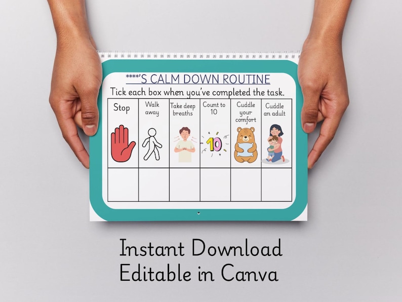 Editable Calm Down Routine Chart | Big Emotions for Children | Visual ...
