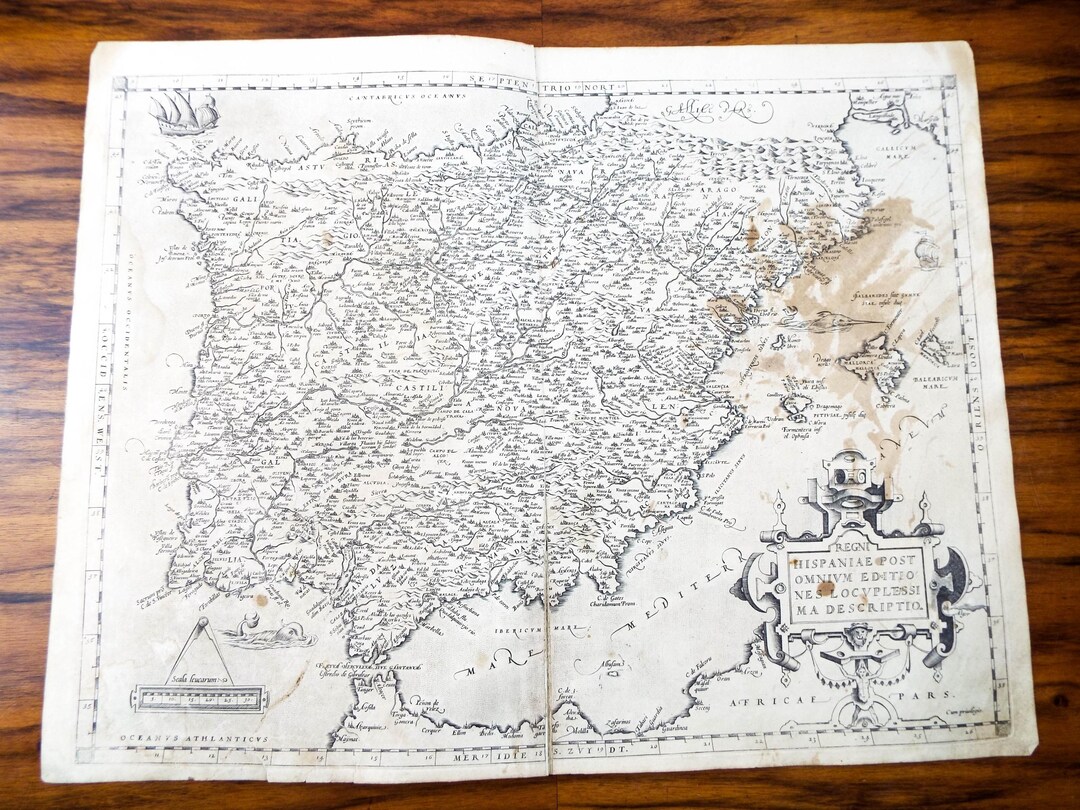 Original Map of Spain, Antique Map of Spain, Map Collection, Collectors ...