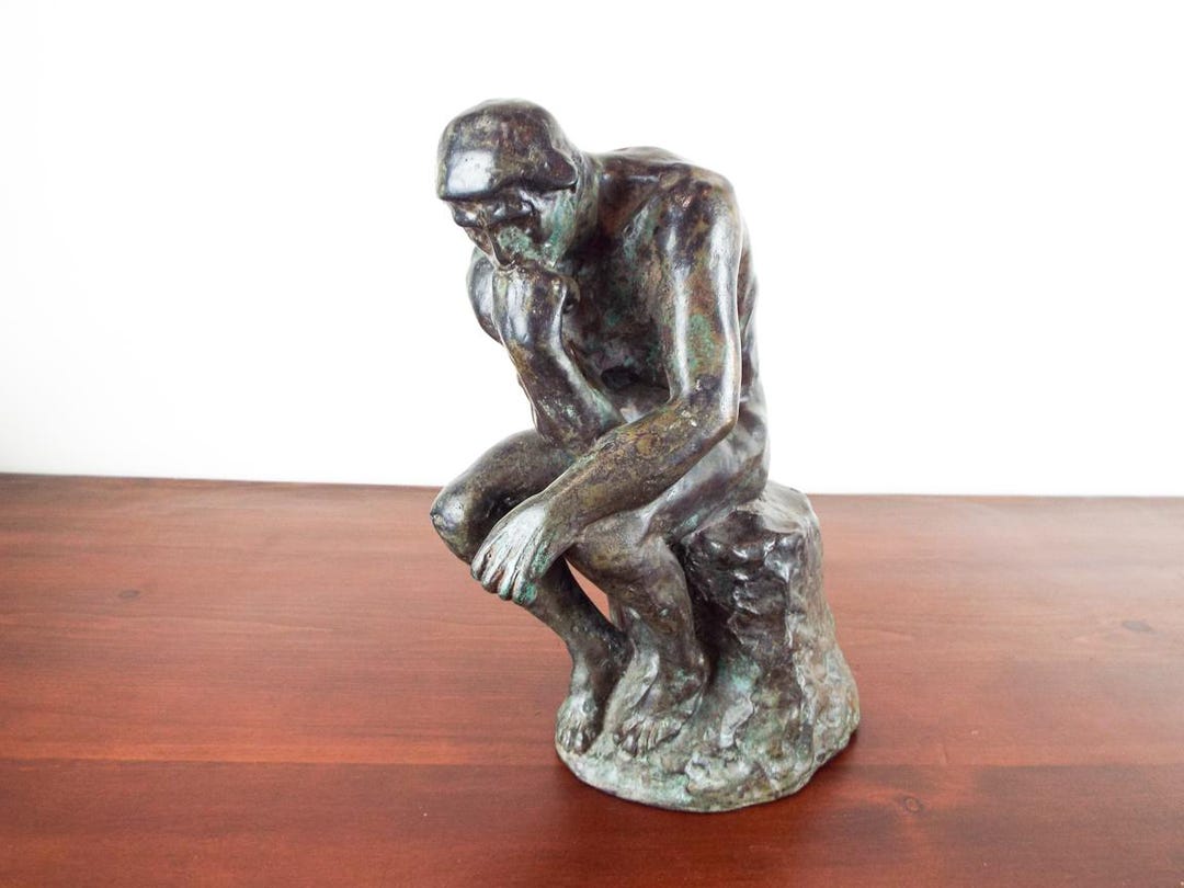 Vintage Bronze Sculpture the Thinker Auguste Rodin 10 9lb Living Room ...