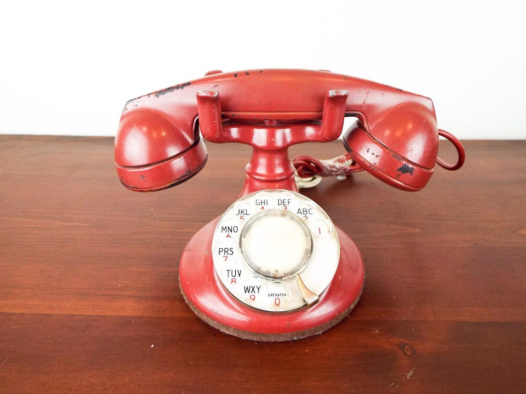 Antique Western Electric 102 B1 Oval Rotary Telephone Factory Red Made ...