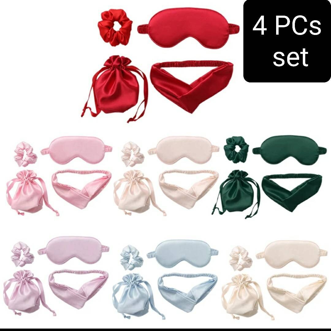 4 Pieces Silk Eye Mask Set Luxurious Silk Satin Sleeping Mask With ...